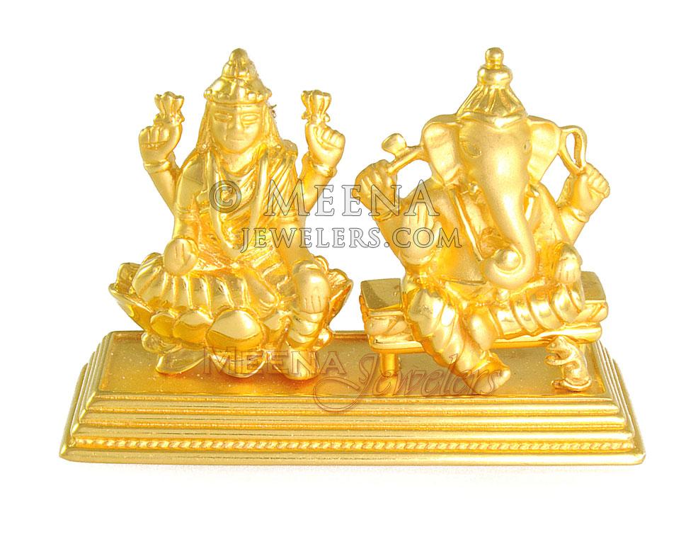 Gold Laxmi and Ganesh Murti - GmGa2145 - 22Kt Gold Laxmi and Ganesh ...