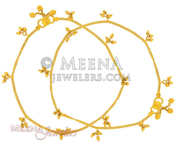 22Kt Gold Anklet (1 Pc) - GaPa3867 - 22Kt Gold Anklet (1 Pc only) with ...