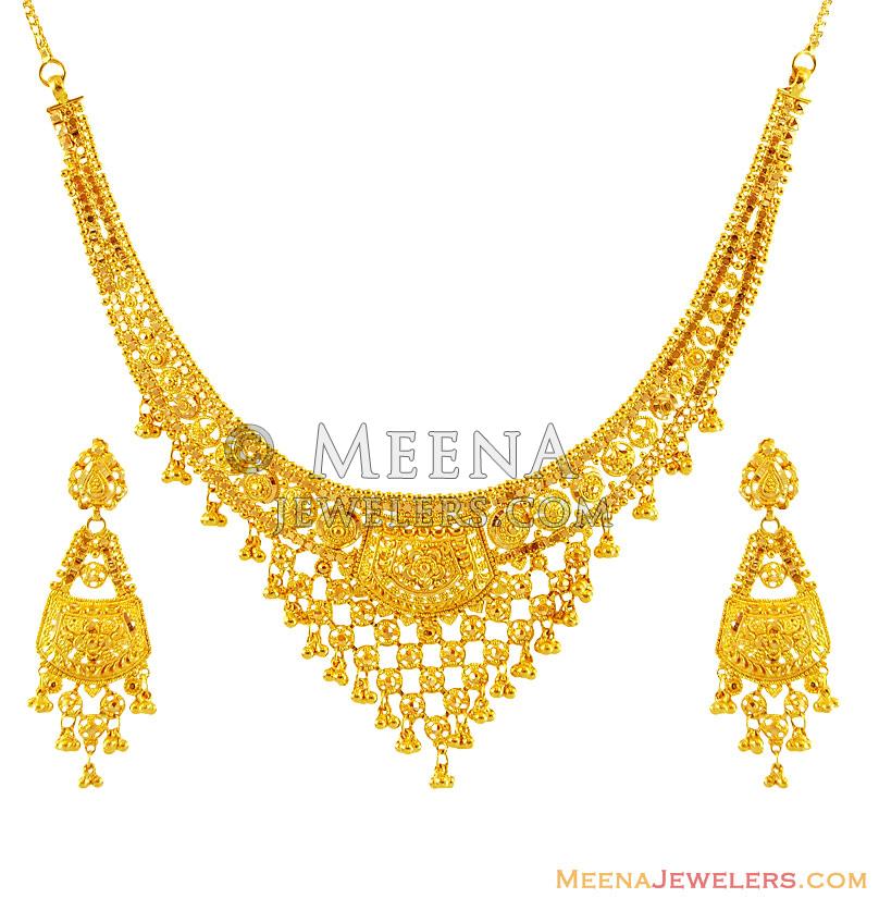 22K Gold Designer Necklace Set - StGo12671 - 22K Gold Necklace Set ...