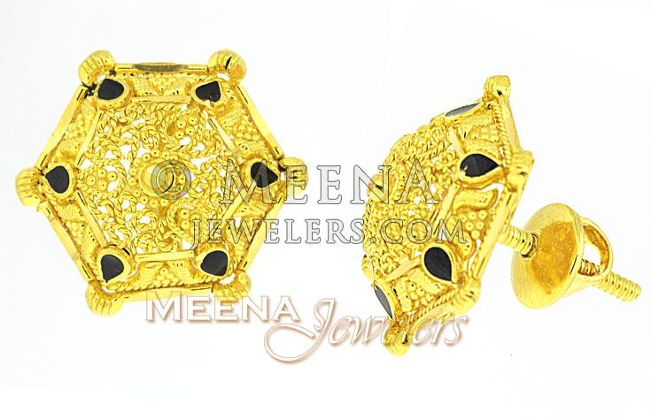 Gold Designer Tops - ErGt2396 - 22K Gold Designer Tops with black ...