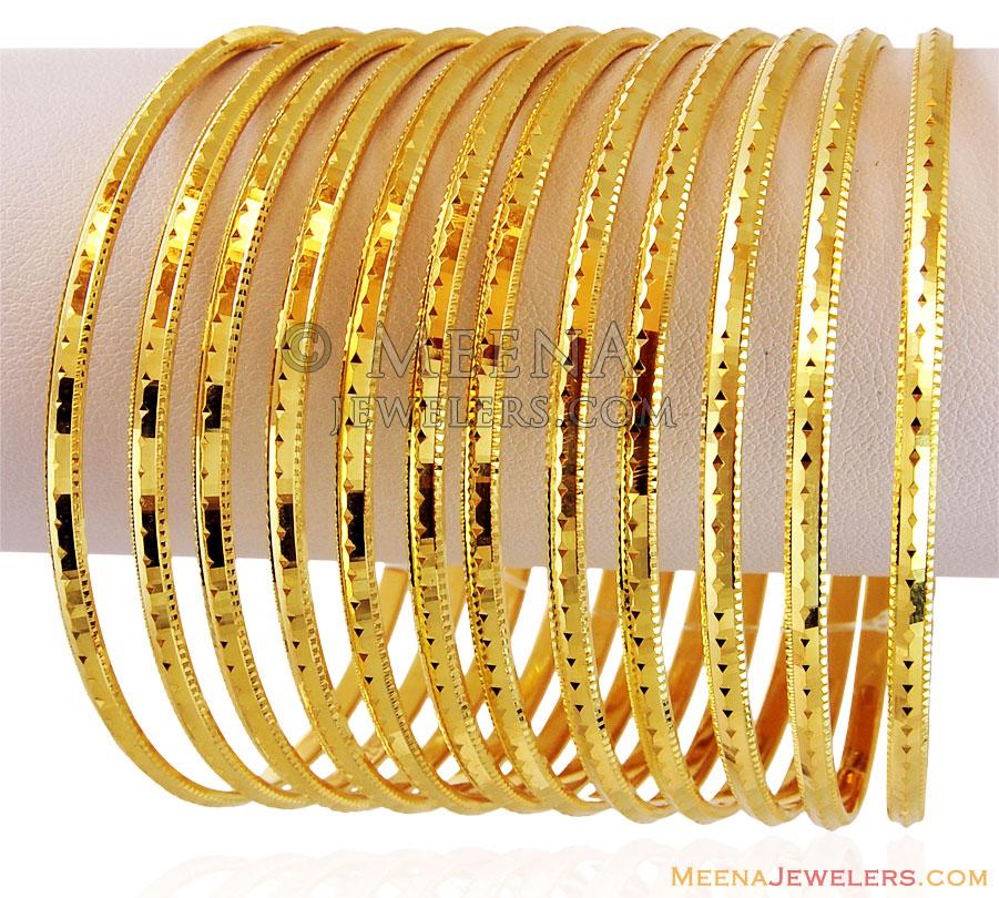 Indian Gold Bangles Set(Set of 6) - BaSt16491 - 22k Indian gold bangles ...