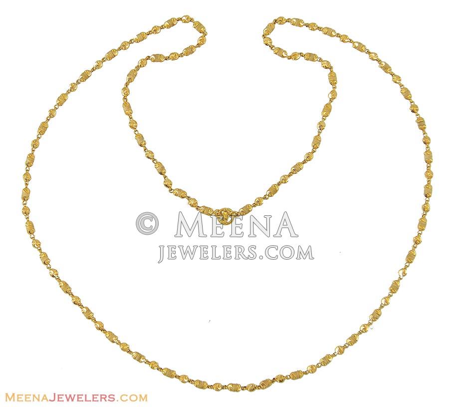 Gold Indian Tulasi Mala - ChLo8844 - 22K Gold tulasi mala / chain ...