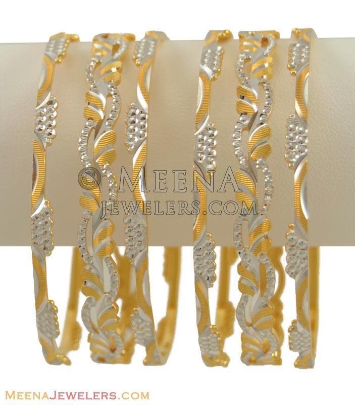 Laser Bangles Set (22 Karat Gold) - BaSt10062 - 22k Gold Laser bangle ...